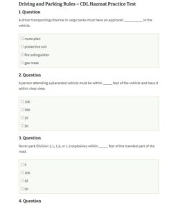 Driving and Parking Rules - CDL Hazmat Practice Test