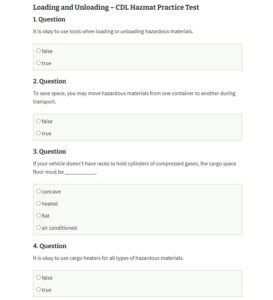 Loading and Unloading - CDL Hazmat Practice Test